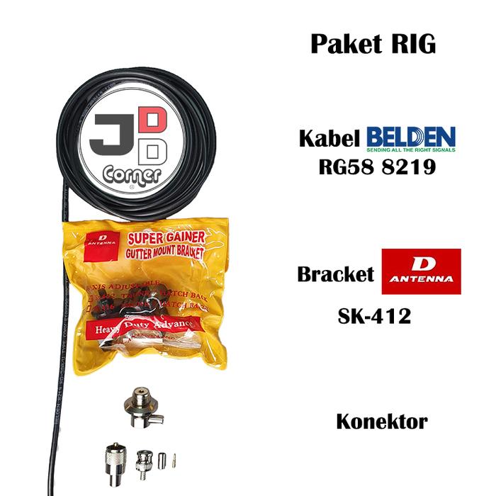 Jual Paket Kabel Belden RG58 Bracket Antena Konektor RIG Radio Mobil ...