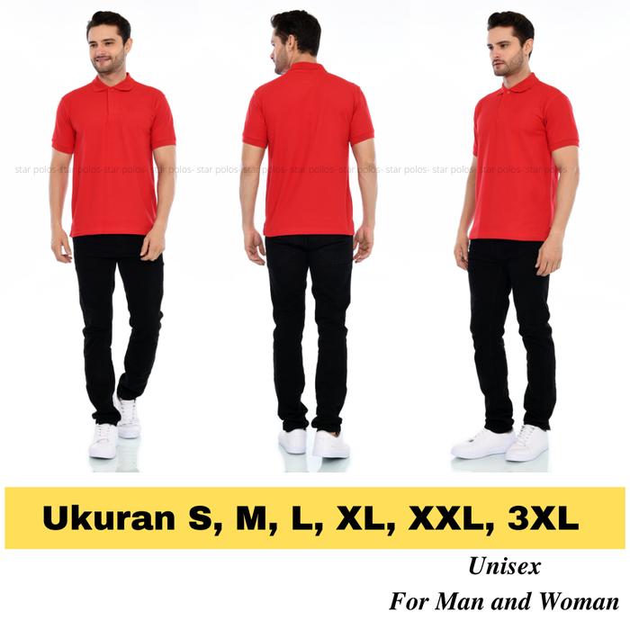Jual Kaos kerah polo polos lengan pendek MERAH POLOS Unisex pria wanita - Merah Polos, M ...