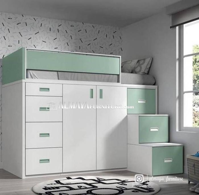 Jual Ranjang anak tingkat perempuan, tempat tidur tingkat tangga laci ...