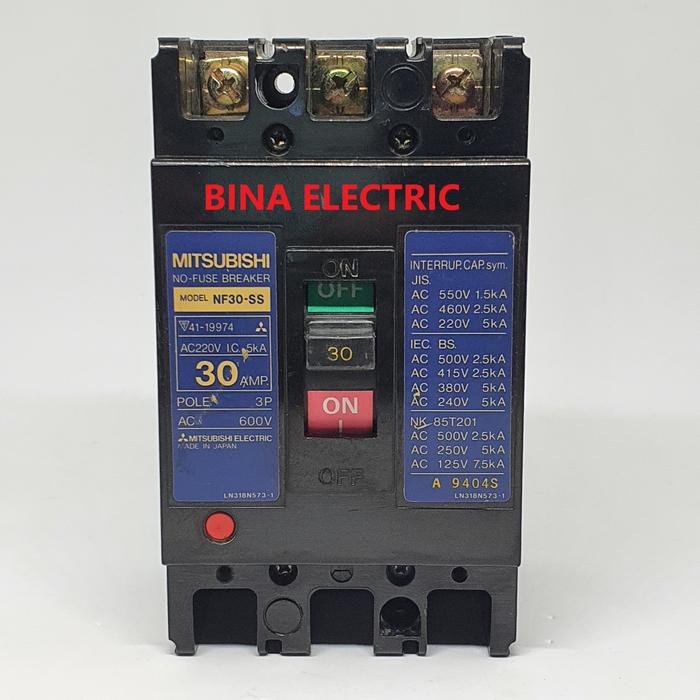 Jual MCCB Mitsubishi NF30-SS 3P 30A / NFB Mitsubishi NF30SS 3P 30A ...