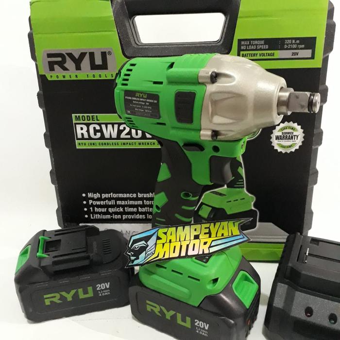 Jual RYU Cordless Impact Wrench RCW 20 Volt Mesin Buka Baut Baterai ...
