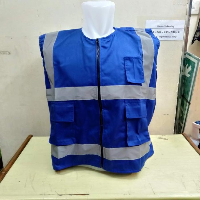 Jual Rompi Safety K3 Proyek Resleting Bahan Drill Lembut - Biru, Rompi ...