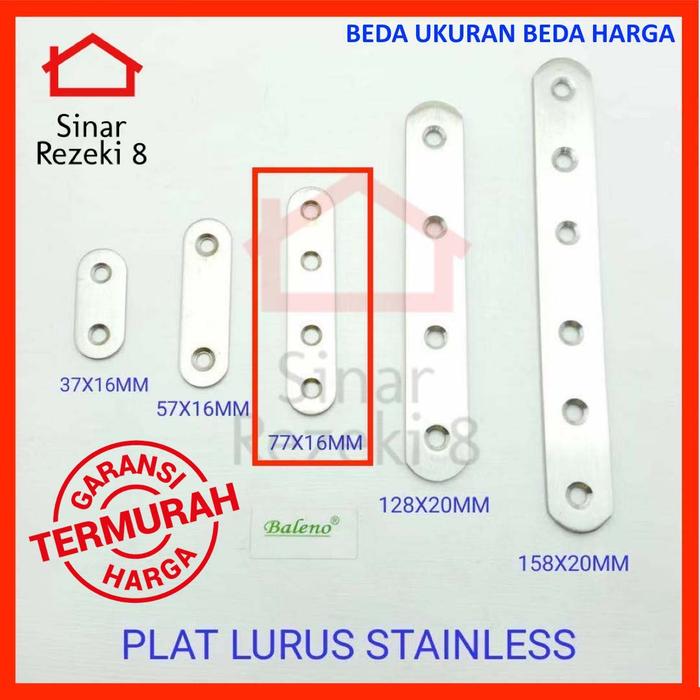 Jual Plat Lurus 77 x 16 mm STAINLESS 4 Lubang Siku Konektor Sambungan ...