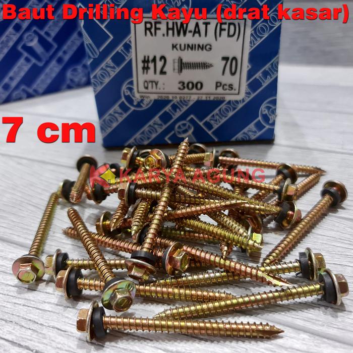 Jual Baut Drilling Atap Rangka Kayu Kuning 7cm M5 x 70 100 bj Skrup ...
