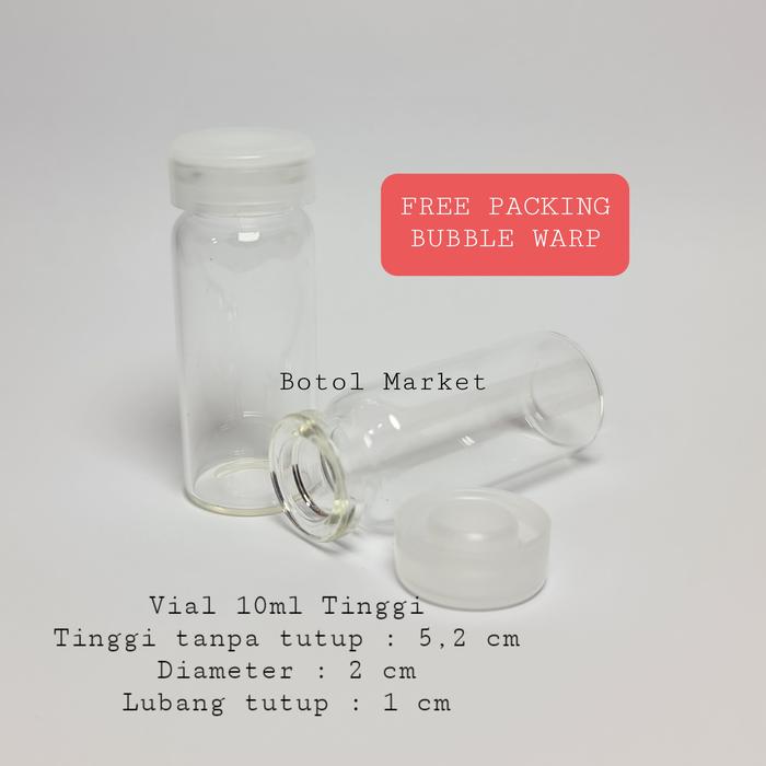 Jual Vial 10ml TINGGI botol kaca tester tutup sumbat Plastik - Kota ...