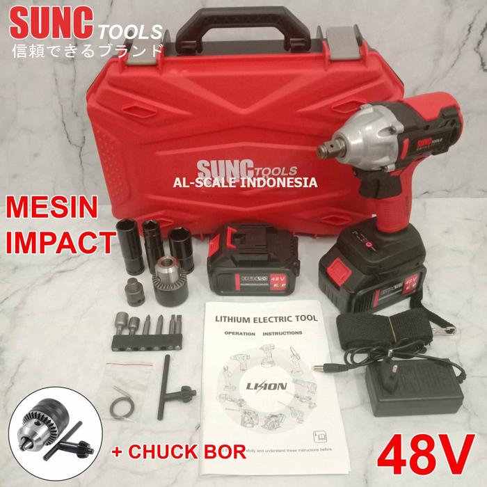 Jual SUNC TOOLS Mesin Impact Wrench 48Vf + Chuck Bor/Mesin Bor SUNC ...