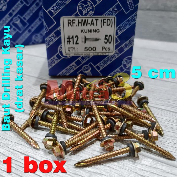 Jual Skrup Roofing Kayu 5cm #12 x 50 (drat kasar) Baut Drilling Atap 1 ...