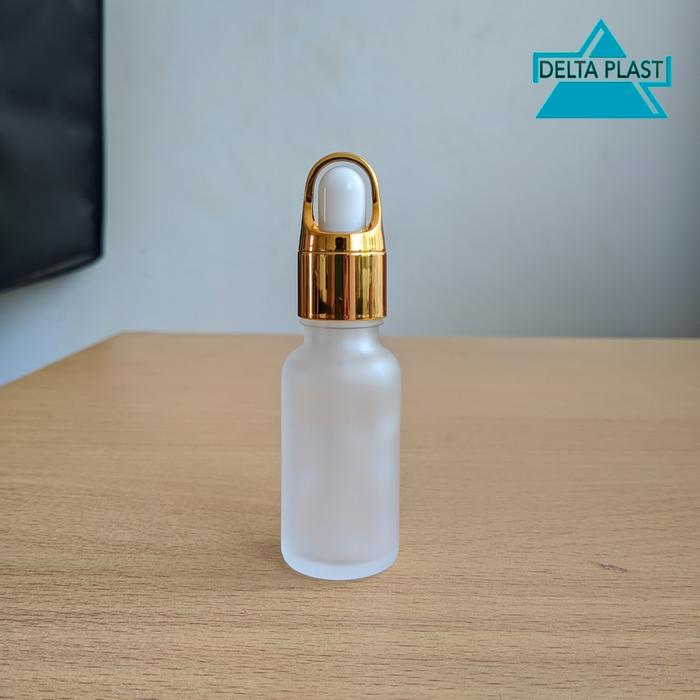 Jual Botol kaca pipet 20 ml natural frosted tebal - ring gold - Kota ...