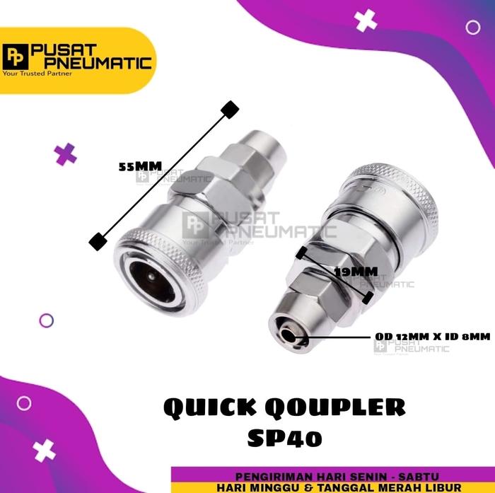 Jual QUICK COUPLER Type SP40 untuk selang OD 12 + Connector Coupler ...