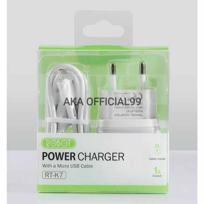 Jual ROBOT RT K7 5V 1A CHARGER ANDROID MICRO USB FAST CHARGING ORIGINAL ...