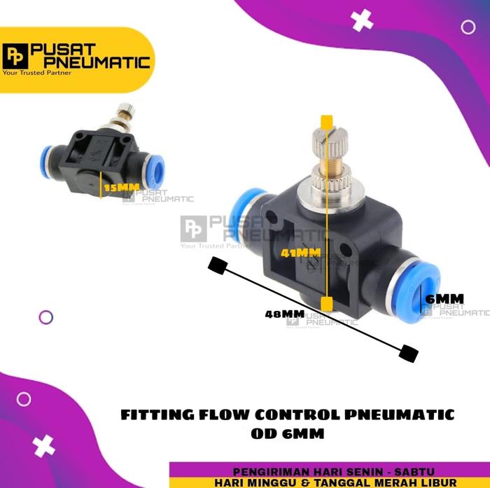 Jual speed control 6mm / pneumatic flow control selang 6mm x 6mm ...