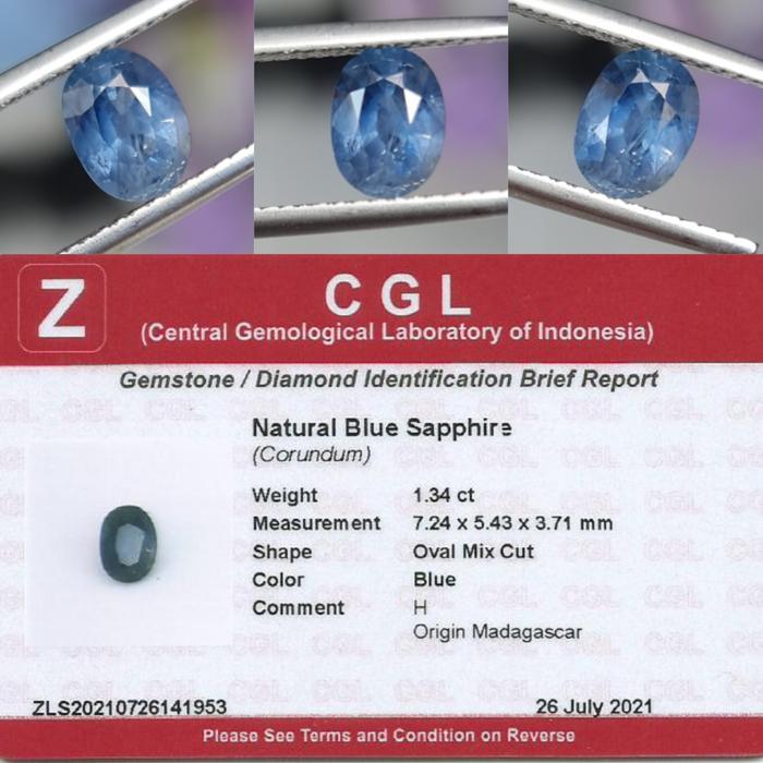 Jual Natural HQ Batu Blue Safir Sapphire Madagascar Heated 1.34 Cts ...