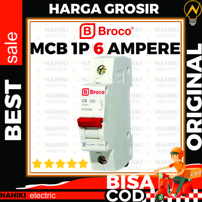 Jual (COD) MCB BROCO 2A 4A 6A 10A 16A 20A 25A PEMUTUS ARUS LISTRIK ORIGINAL - 6 AMPERE - Kab ...