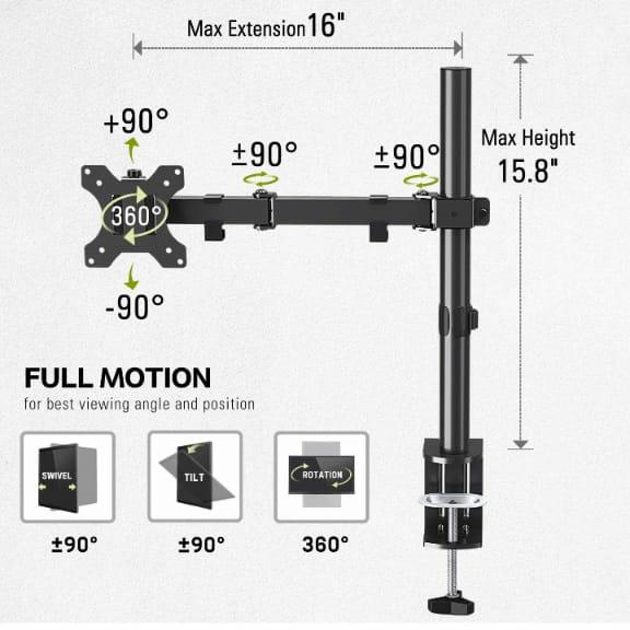 Jual bracket monitor meja 13 - 27 inch stand jepit - Jakarta Timur ...