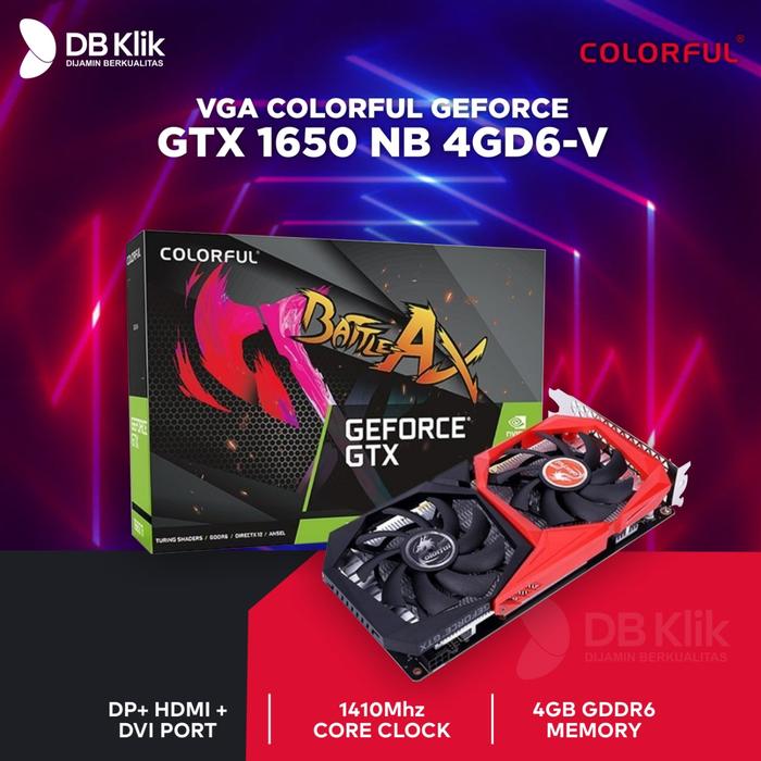 VGA Colorful GeForce GTX 1650 NB 4GD6-V GDDR6 HDMI DP - GTX1650 NB 4GB