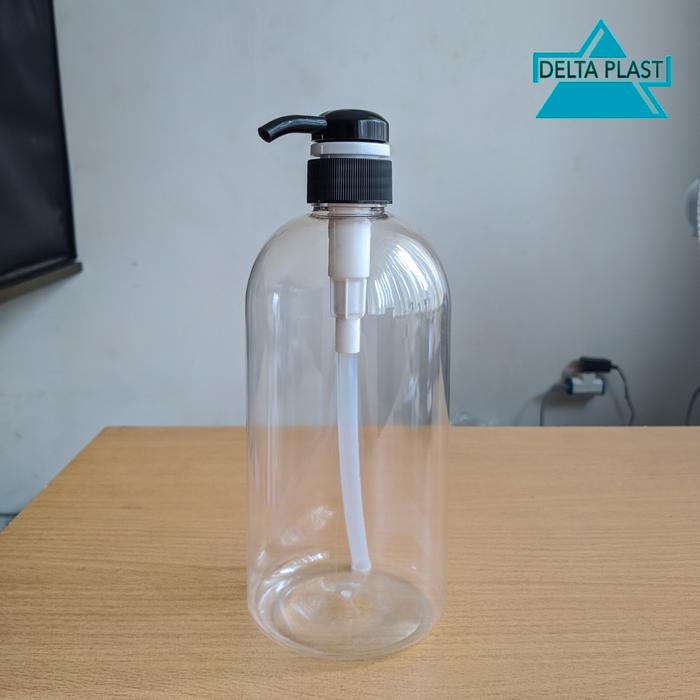 Jual Botol pump 1 liter / Botol pump 1000 ml natural - Pump hitam ...