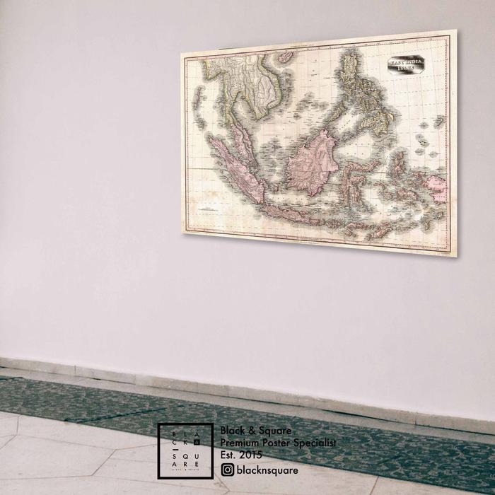 Jual Premium Poster - East India Isle Map 1800s Borderless Frame ...