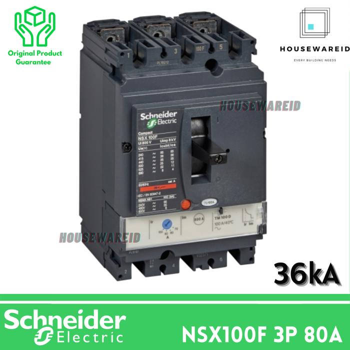 Promo MCCB 3 Phase 80 Ampere 3p 80a Breaker Schneider NSX100F TM80D Original - Jakarta Pusat ...