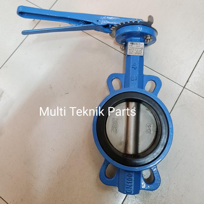 Jual Tozen butterfly valve jis 10k 4" inch body cast iron lever ...