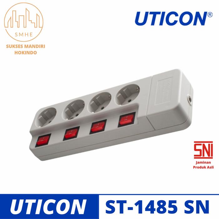 Jual Uticon StopKontak Panel 4 Lubang ST-1485SN Kotak kontak Multi ORI ...