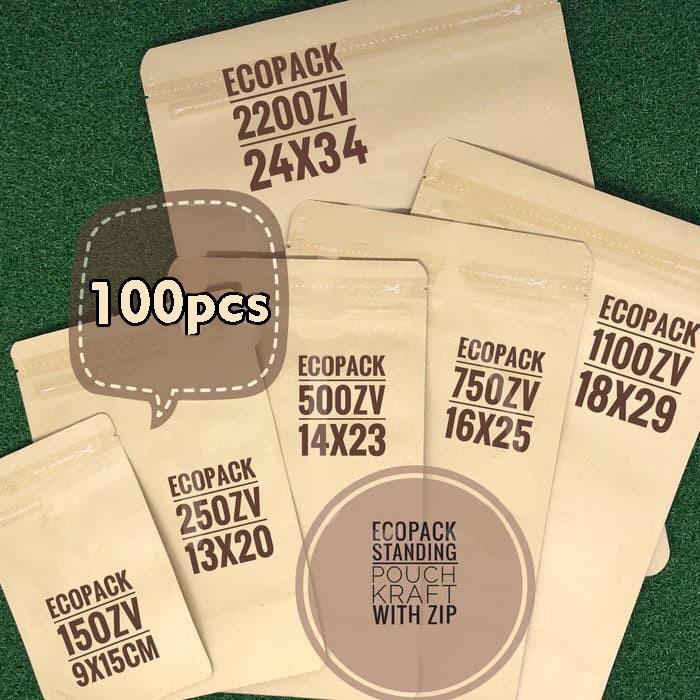 Jual Kemasan Paper Kraft 250 Gram Ecopack 13x20 Standing Pouch Kertas ...