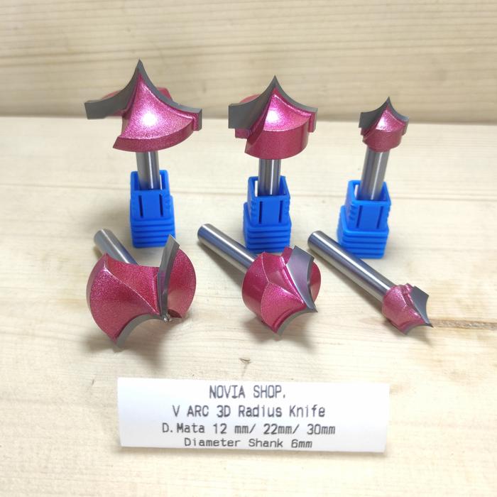 Jual Mata Router CNC 3D V ARC Radius Shank 6mm u/ Carving kayu plastik ...