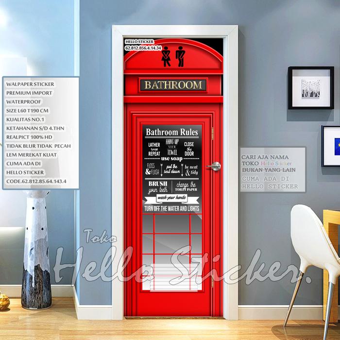 Jual stiker pintu toilett/pintu kamar mandi ukuran 60x190 telepon ...