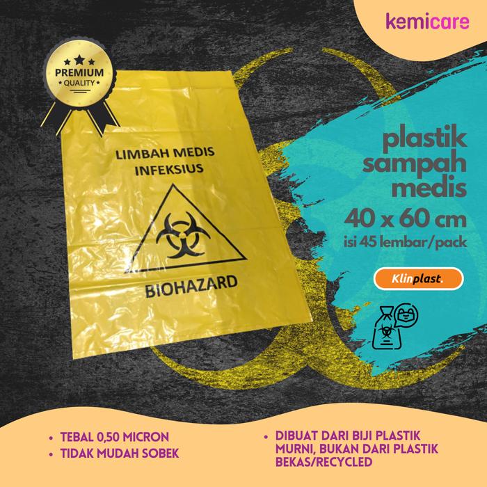 Jual KLINPLAST Plastik Limbah Medis Infeksius 40x60 cm Tebal 0,5 micron ...