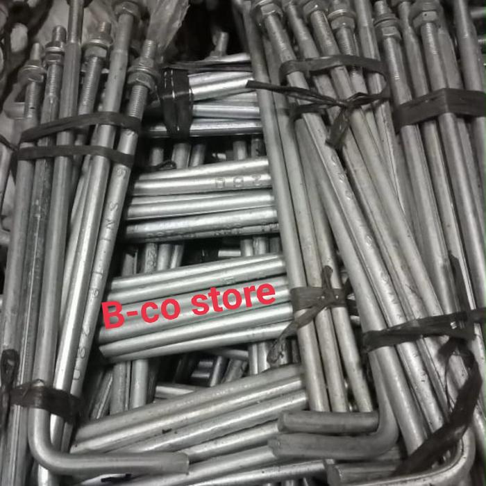 Jual angkur L besi ST37 5/8"x30cm hotdip galvanis/anchor bolt M16 x ...