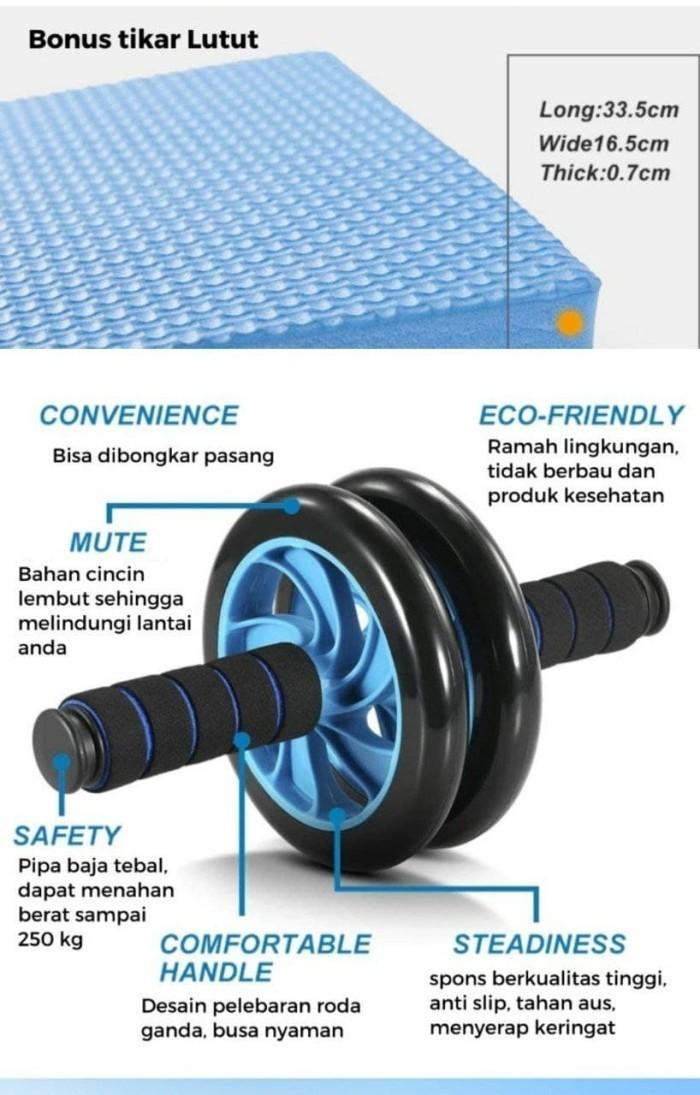 Jual ab wheel original - ab roller double wheel / alat sit up /alat gym ...