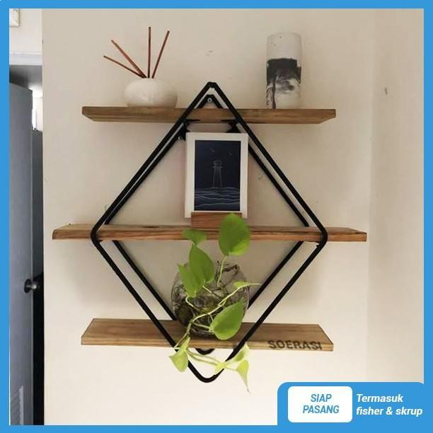 Jual Rak Besi Dinding Dekorasi Rak Dinding Gantung 3 Kayu Besi ...