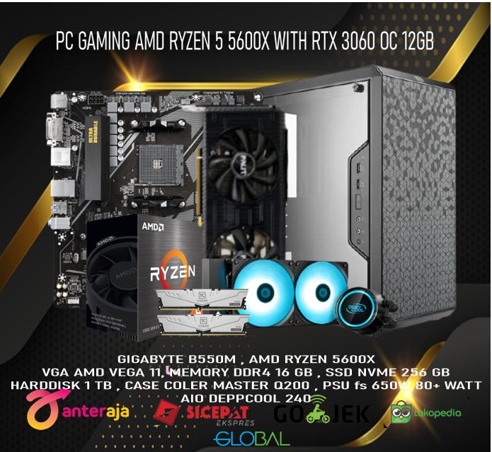 Jual PC GAMING AMD RYZEN 5600X / RTX 3060 12 GB / 16GB/SSD NVME 512 - Kota Bandung - Global ...