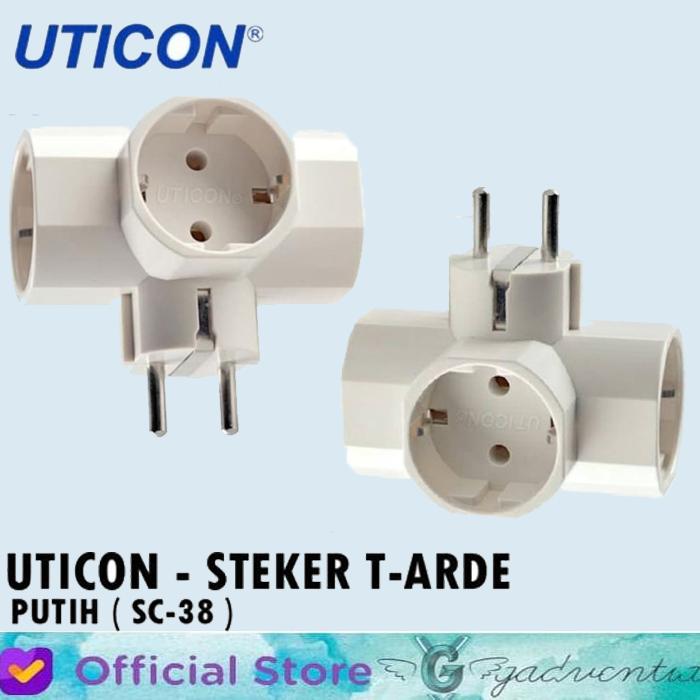 Jual UTICON SC-38 STEKER T ARDE SC38 SAMBUNGAN STOP KONTAK 3 LUBANG ...