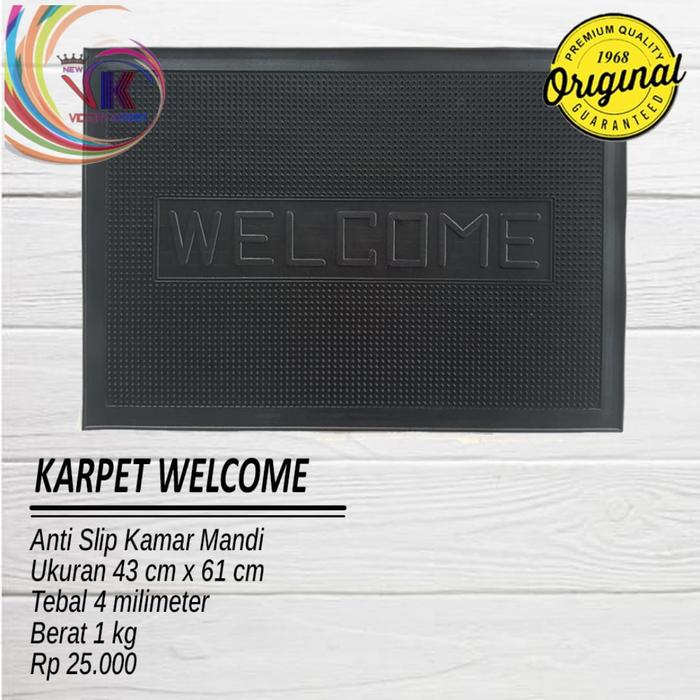 Jual KESET KARET ANTI SLIP WELCOME UKURAN 43CM X 61CM WARNA HITAM ...