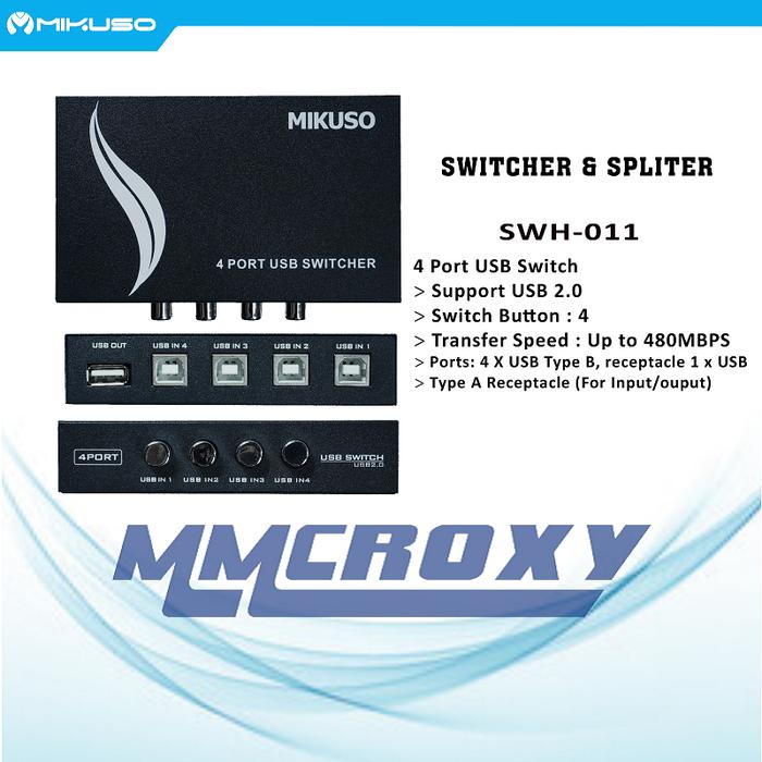 Jual Usb Switch 4 Port Usb Mikuso Swh 011 - Mikuso Swh-011 Usb Switch ...