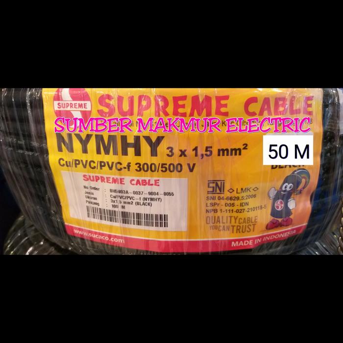Jual CABLE NYYHY 3X1,5mm / KABEL NYMHY SERABUT 3 X 1,5 MEREK SUPREME ...
