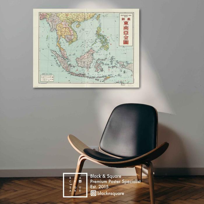 Jual Premium Poster - Southeast Asia Map Japan - Borderless Frame ...