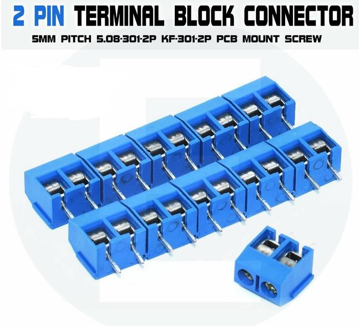 Jual KF-301 2P Terminal Blok PCB Block Konektor Terminal Screw 5mm BIRU ...