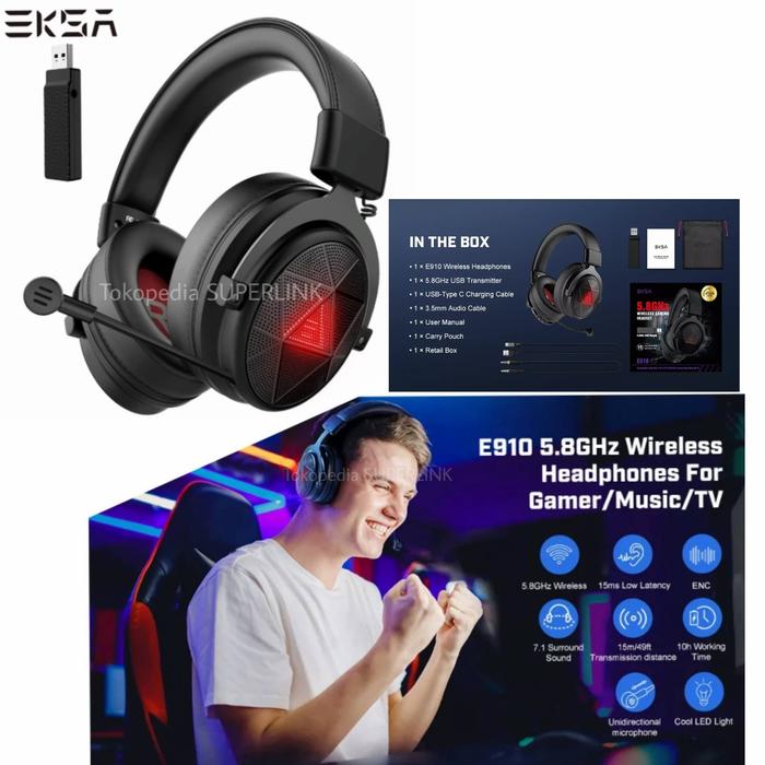 Jual EKSA E910 5.8Hz Gaming Headset With Microphone Wireless Headphone Game - Jakarta Barat ...