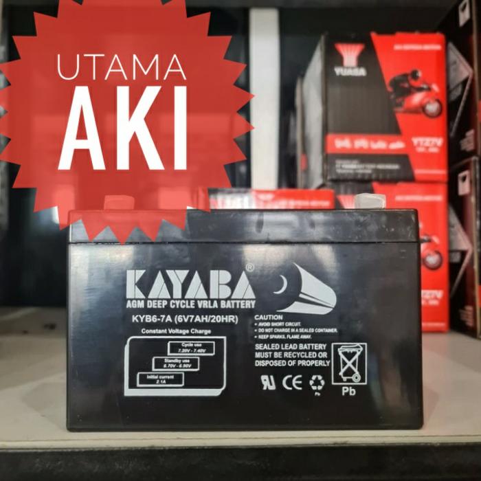 Jual AKI UPS KAYABA AGM DEEP CYCLE VRLA BATTERY KYB 6-7 6V 7Ah SOLAR ...