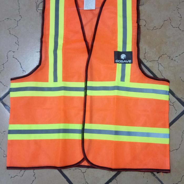 Jual Rompi Polyester kombinasi 4 line orange / Rompi Proyek orange ...