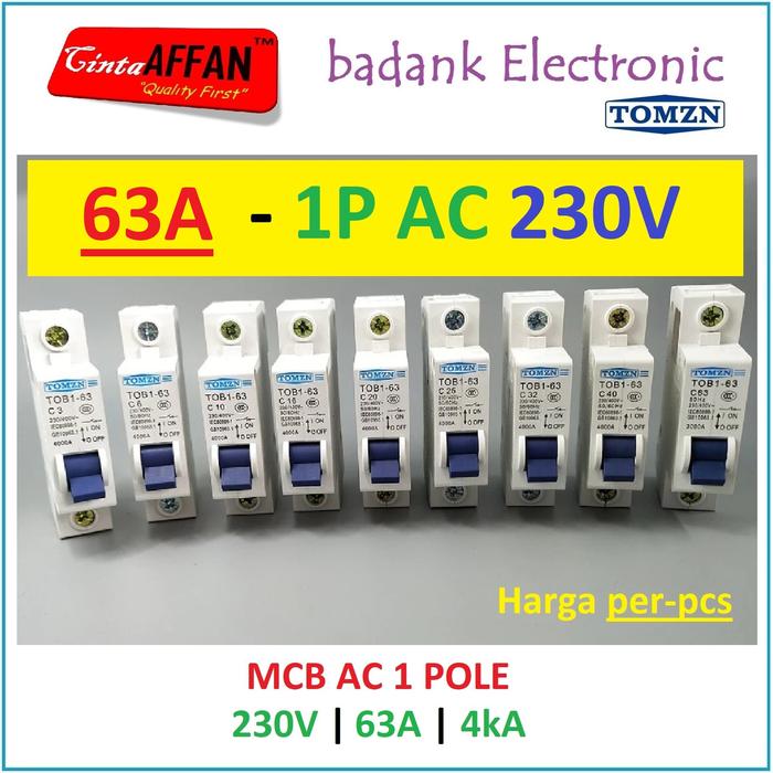 Jual MCB AC 1P C63 63A 230V 4kA Miniature Circuit Breaker DIN RAIL ...