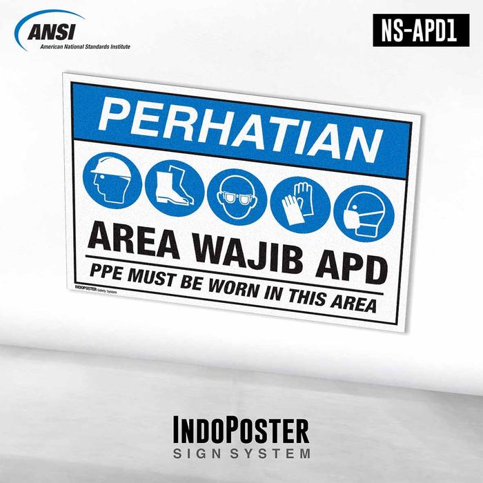 Jual Stiker K3 safety sign ANSI area wajib APD alat pelindung diri PPE ...