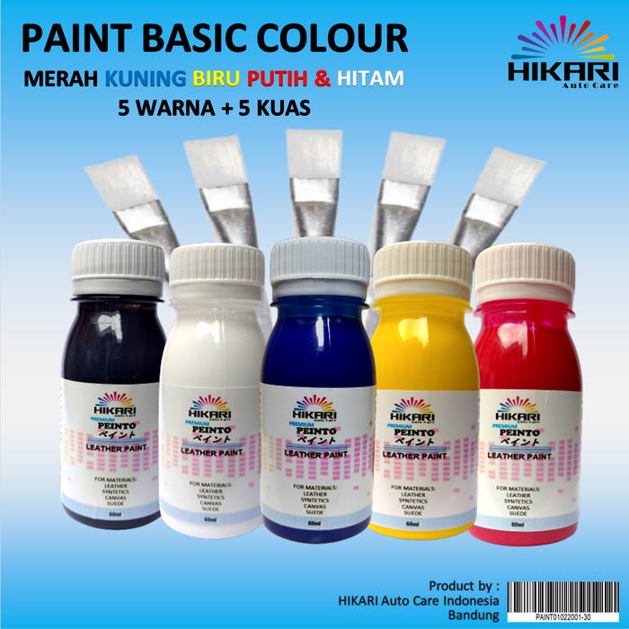 Promo PEINTO Leather Paint Basic / Paket 5 Warna dasar dan 5 Kuas ...