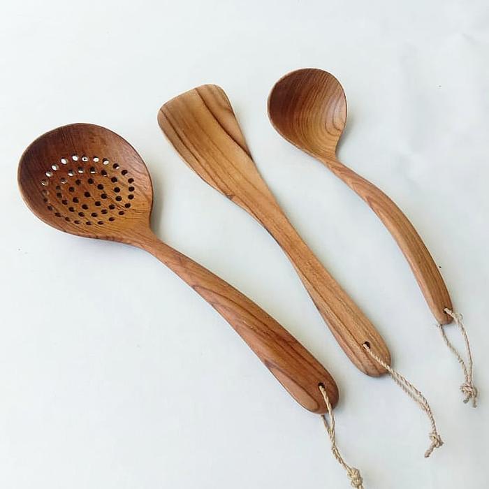 Jual COOKING SPATULA SET 3 IN 1 - Spatula & Sutil Kayu/Sendok Masak ...