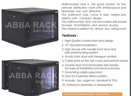 Jual ABBA AGO-RACK Series 19" Wallmount 8U Depth 600mm Double Door ...