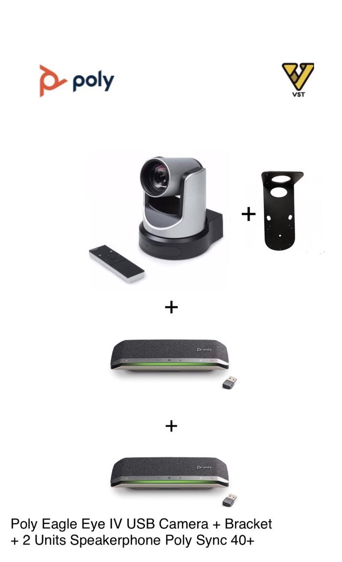 Jual 1 Unit Poly Eagle Eye IV USB Camera+Bracket+2 Units Poly Sync 40 ...