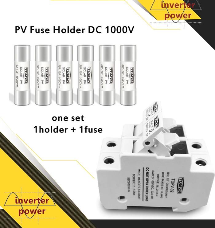 Jual DC Fuse Holder 1P 10x38mm DC 1000V TOMZN Tegangan Tinggi Dan FUSE ...