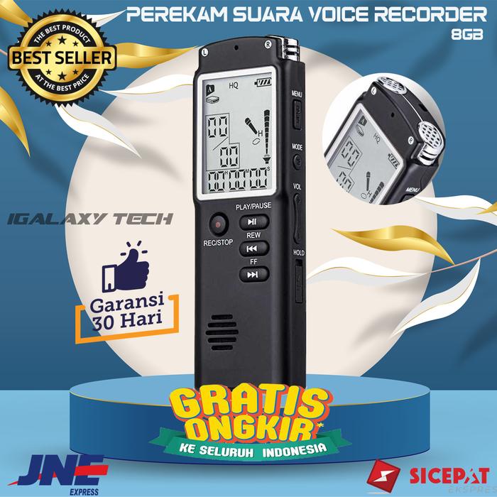 Jual Perekam Suara Voice Recorder Digital 8GB Alat Rekam Tape Suara ...