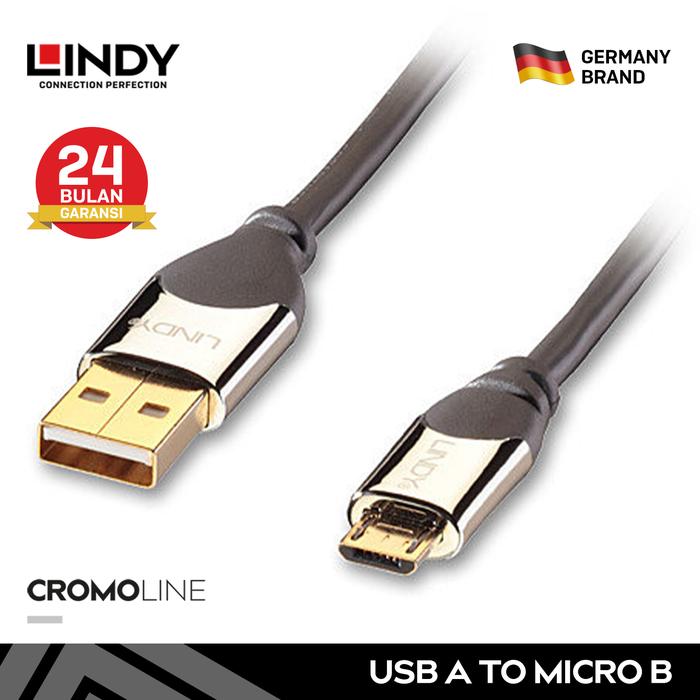 Jual Kabel USB LINDY Micro-B to A USB 2.0 480Mbps for Android, Cromo 3M ...